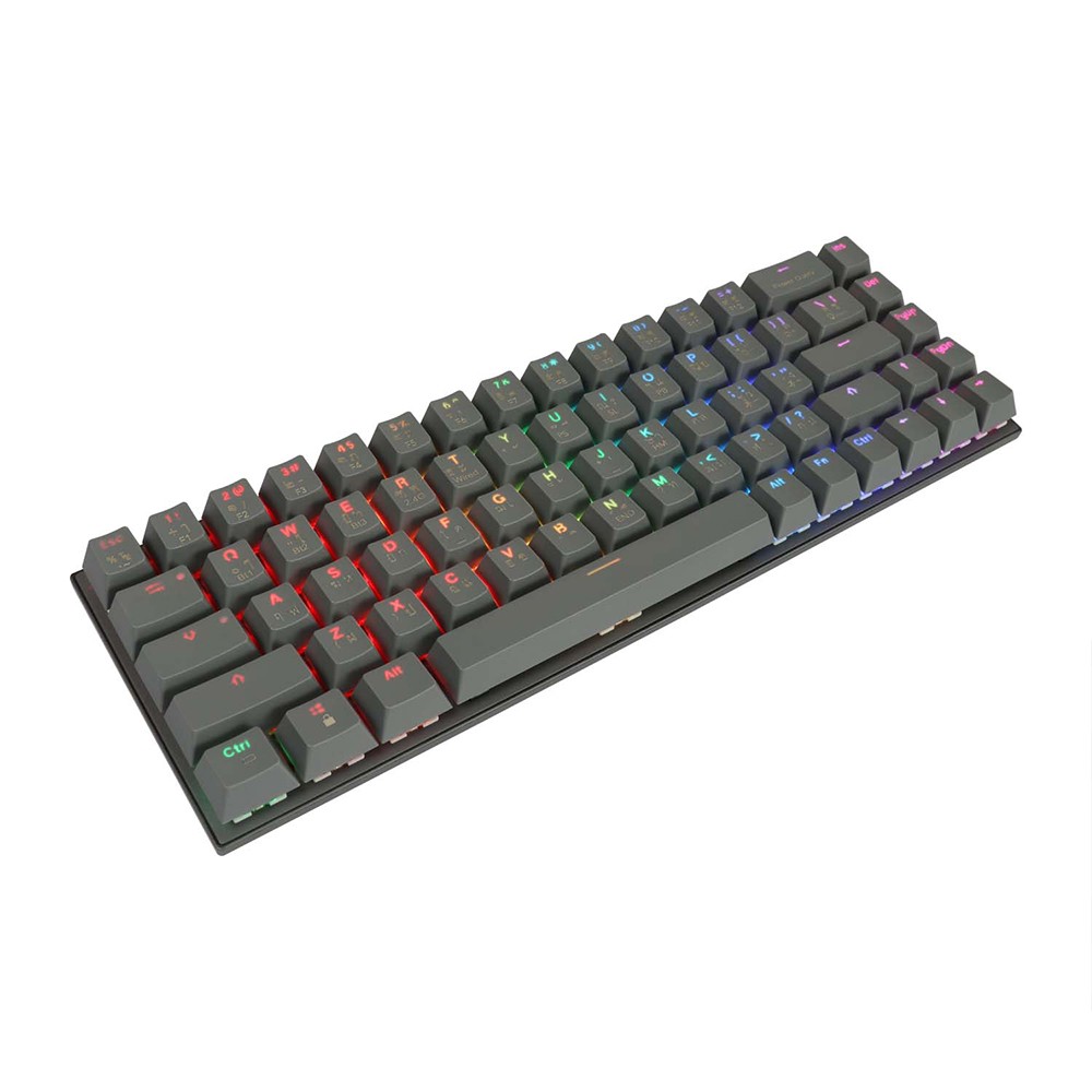 คีย์บอร์ดเกมมิ่ง Tsunami Gaming Keyboard MK-68 Cement Gray Blue Switch