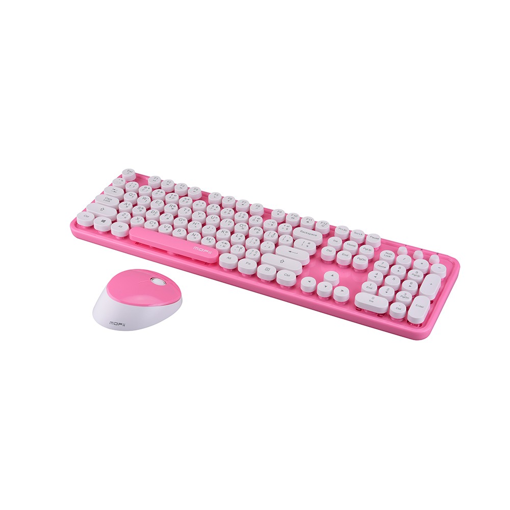 ชุดเมาส์คีย์บอร์ดไร้สาย MOFii Wireless Mouse + Keyboard Sweet Plus Pink