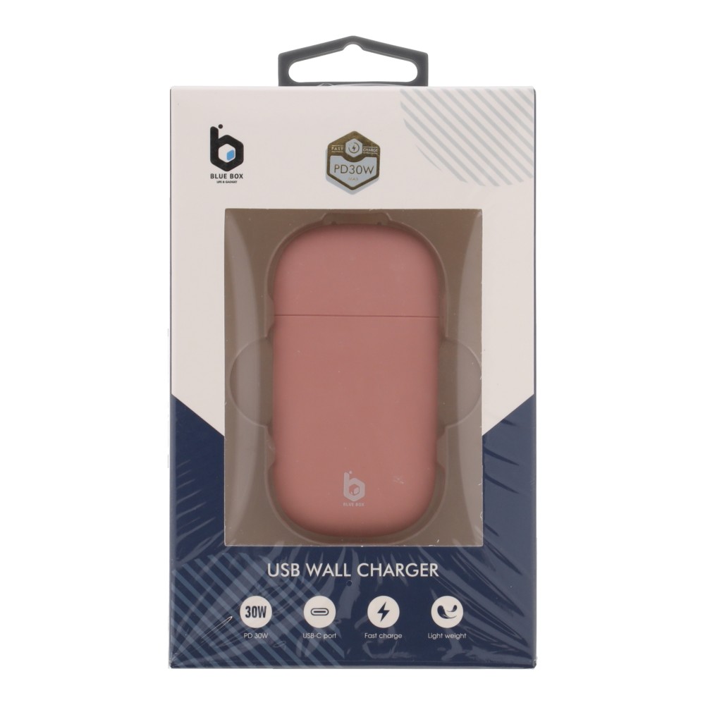 อะแดปเตอร์ Blue Box Flat Wall USB Charger USB-C (PD30W) - TP05 Matte pink