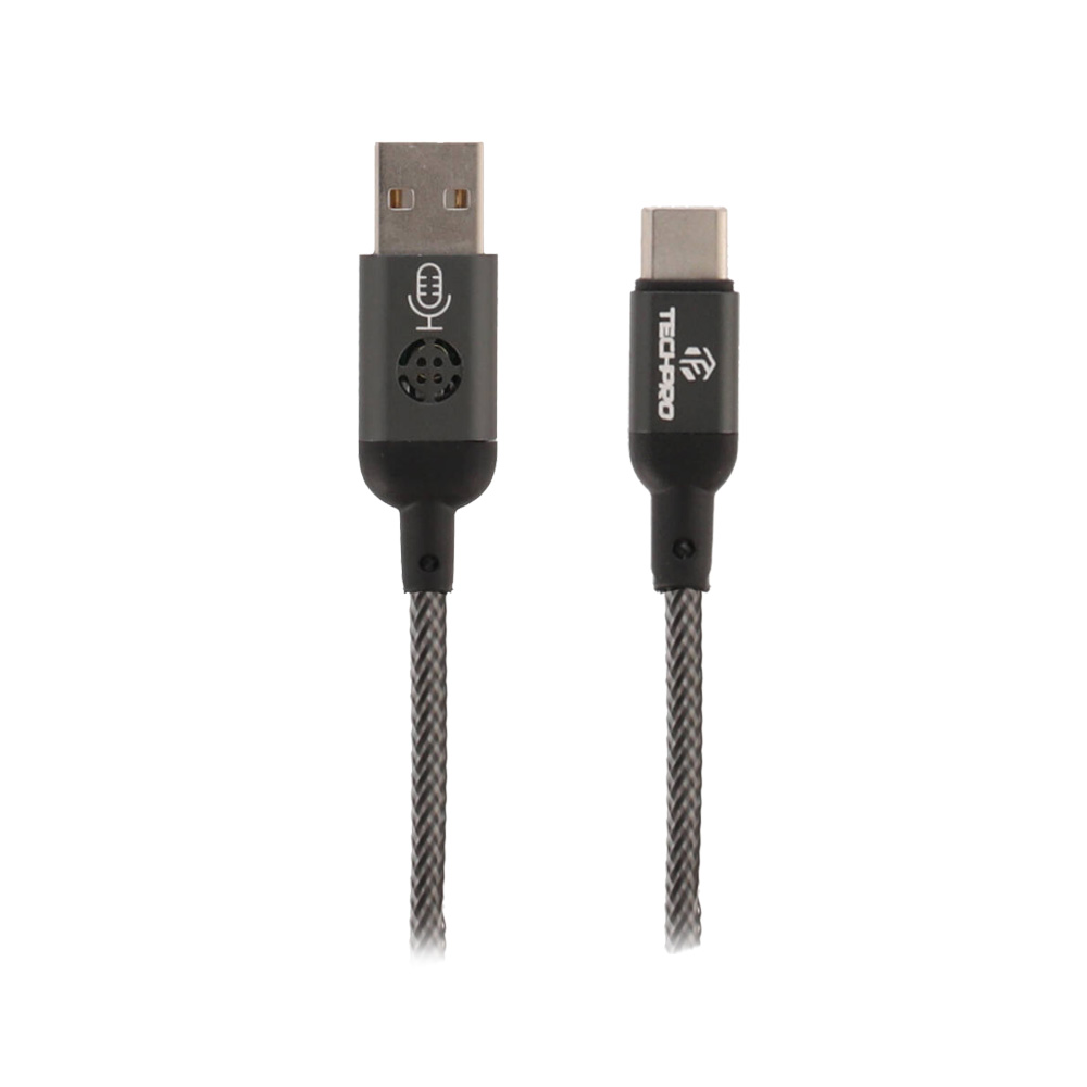 TECHPRO Voice Control LED Light Data Cable USB-A to Type-C(1.2m) - Grey
