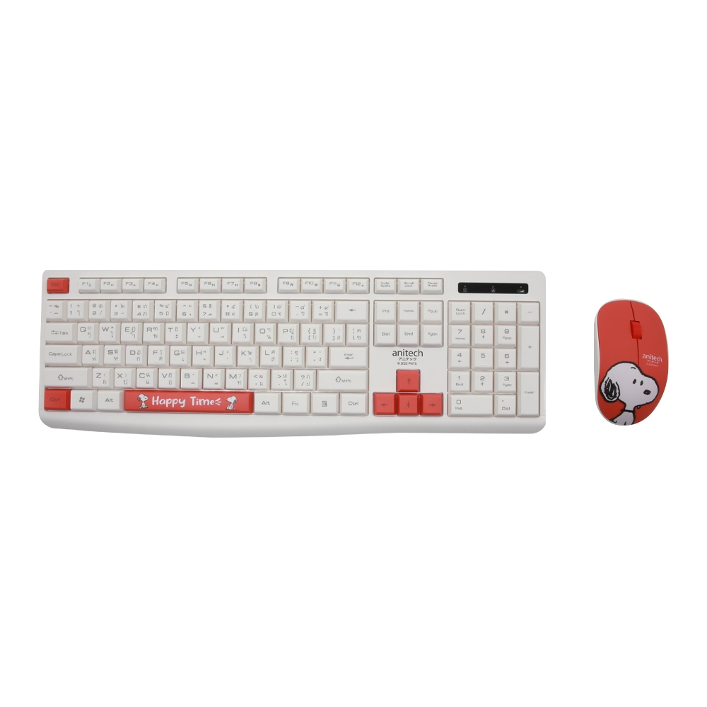 Anitech Wireless Mouse + Keyboard Snoopy (SNP-PA807) White