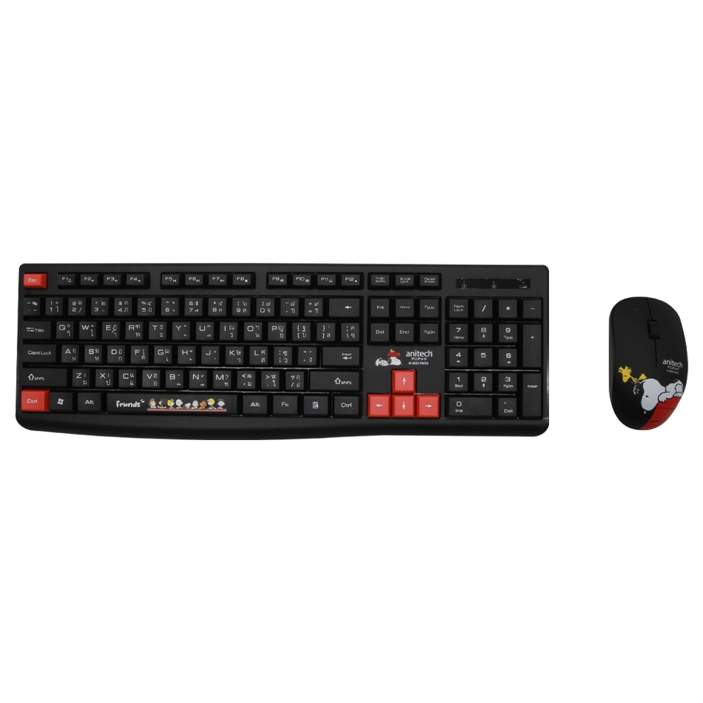 Anitech Wireless Mouse + Keyboard Snoopy (SNP-PA807) Black