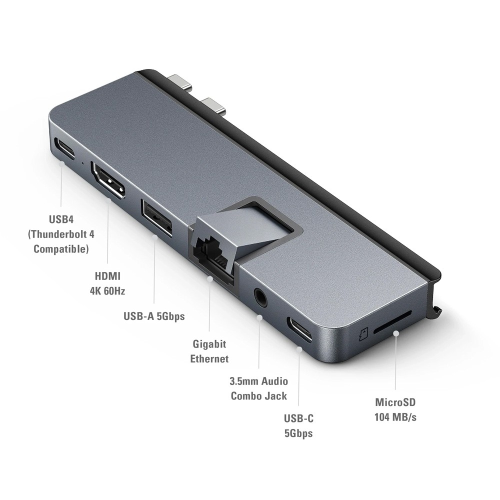 HyperDrive Port Hub USB-C DUO 7-in-2 HDMI + USB-A + USB-C + 3.5 Aux ...