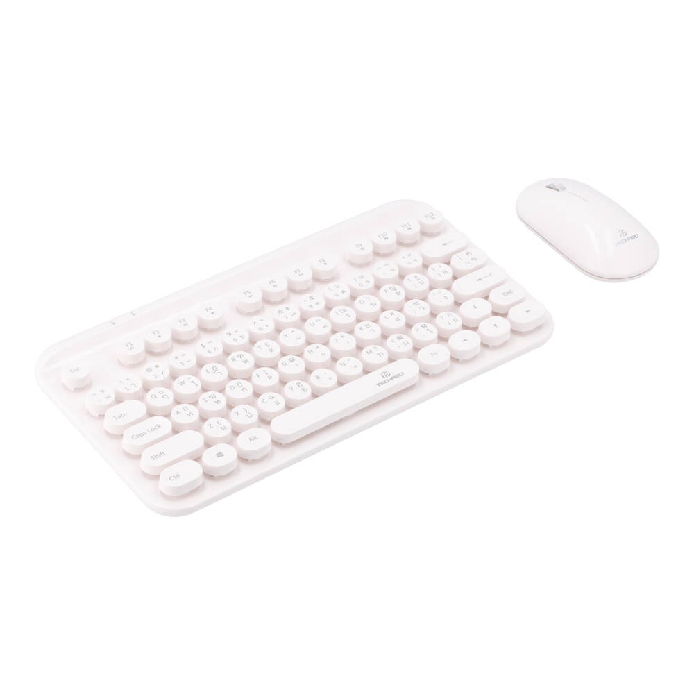 เมาส์และคีย์บอร์ด Techpro Wireless Dot Keyboard Mouse Set Th En White