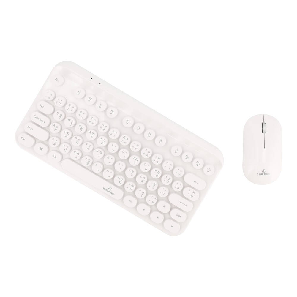 เมาส์และคีย์บอร์ด TECHPRO Wireless Dot Keyboard + Mouse Set (TH/EN) - White