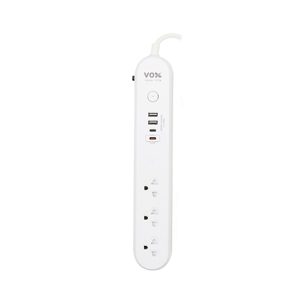 รางปลั๊กไฟ Nova iOT 1Switch 3Outlet 2USB 1Type-C PD20W Fast Charge White