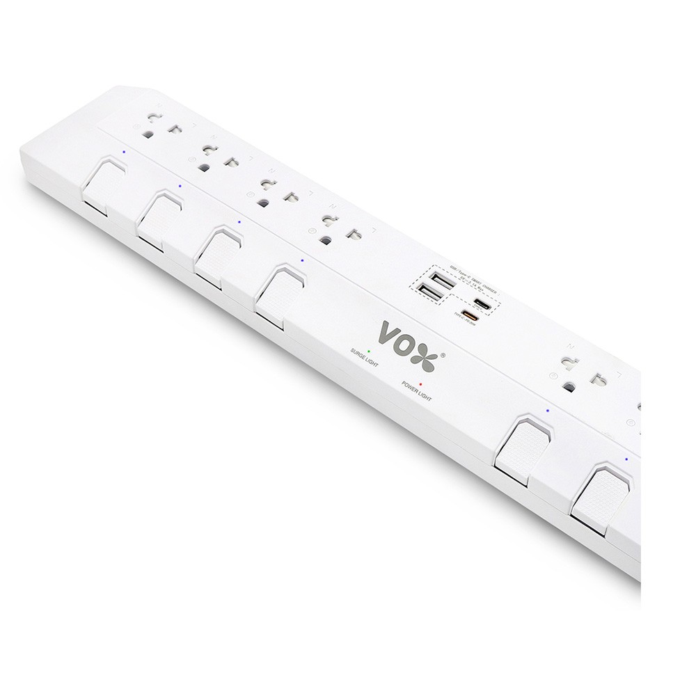 รางปลั๊กไฟ Vox Plug Studio 8Outlet 8Switch 2USB + 1Type-C PD20W White