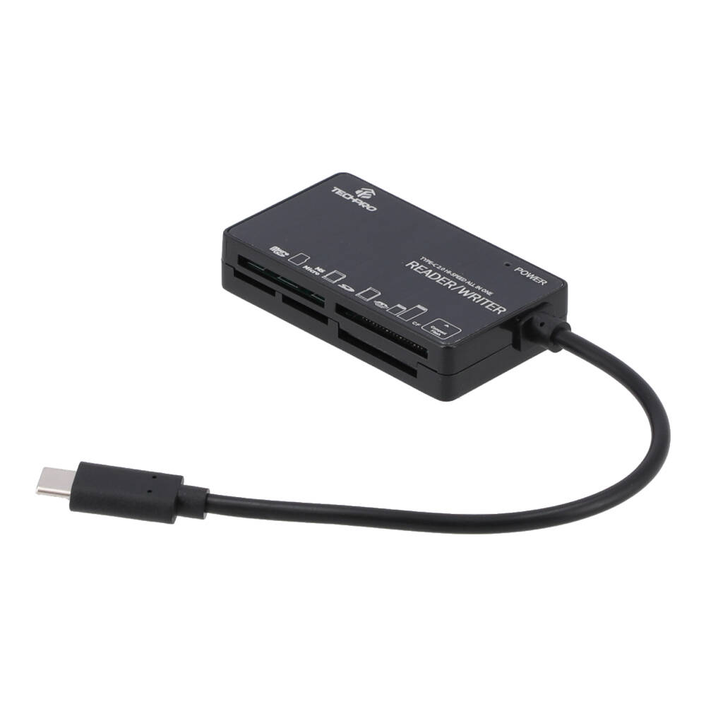 TECHPRO Port Hub Mul-Function 6 in 1 Type-C Card Reader - Black