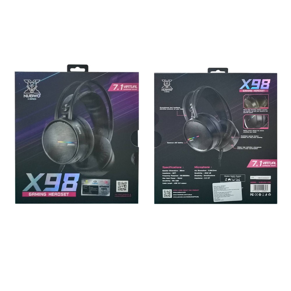 หูฟังเกมมิ่ง Nubwo Gaming Headset X98 Black