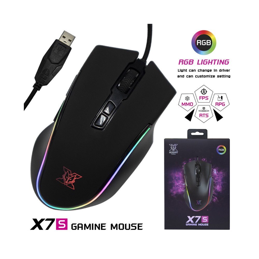 เมาส์เกมมิ่ง Nubwo Gaming Mouse X7S Black