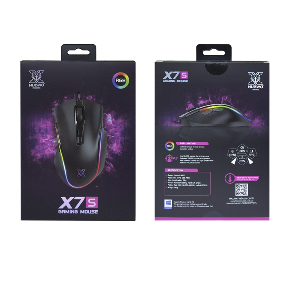 เมาส์เกมมิ่ง Nubwo Gaming Mouse X7S Black