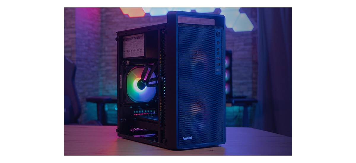 เคสคอมพิวเตอร์ AeroCool Computer Case ITX CS109-G-BK-V1 RGB - Black