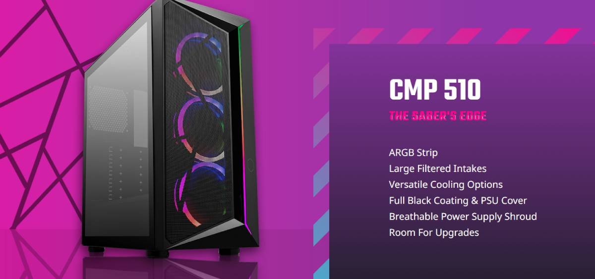 เคสคอมพิวเตอร์ Cooler Master Computer Case CMP510 ARGB Black
