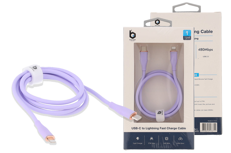 สายชาร์จ Blue Box USB-C to Lightning Cable 3A/27W Liquid Silicone Fast ...