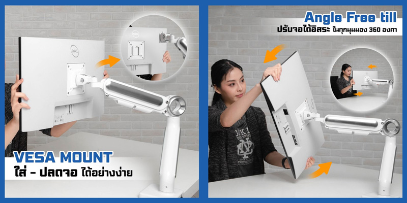 ขาตั้งจอมอนิเตอร์ ERGONOZ Dual Monitor Arm Twin Astro White