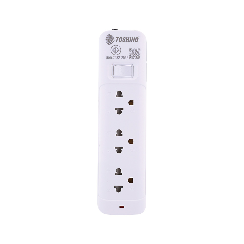 รางปลั๊กไฟ Toshino TIS Plug 3 Way 1 Switch 3M. (SO-33) White