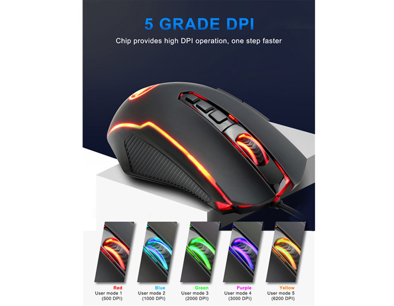 เมาส์เกมมิ่ง Redragon Gaming Mouse Ranger M910 RGB Black