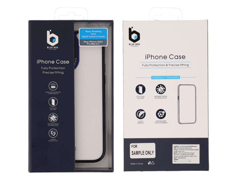 Blue Box เคส iPhone 14 Pro Max Navy Shading with black camera frame