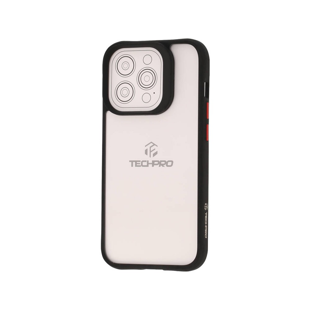 TECHPRO Case iPhone 14 Pro Black Matted Frame with Red Button เคส สำหรับ iPhone 14 Pro รับประกัน ...