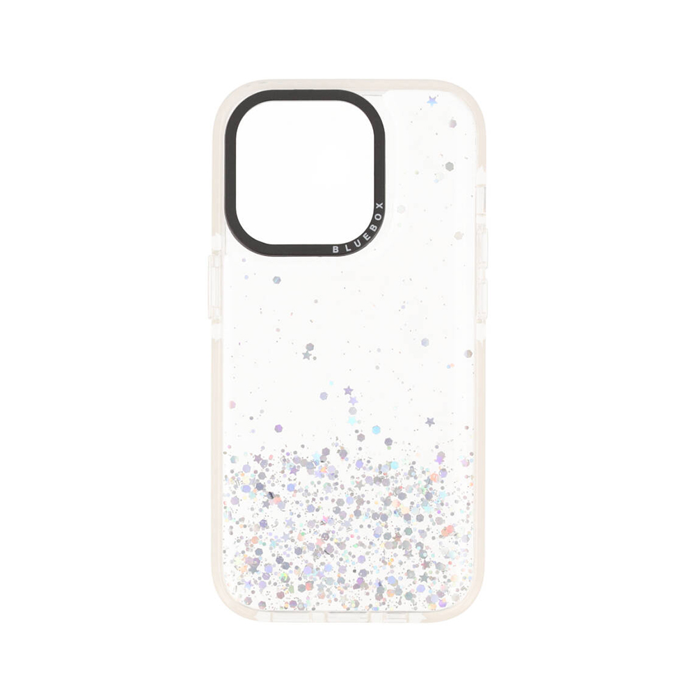 Blue Box Case iPhone 14 Plus (6.7) Clear Glitter with black camera ...