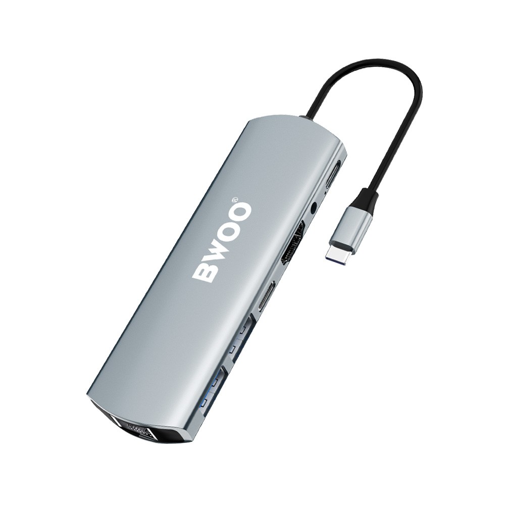 BWOO Port Hub 7-in-1 USB-C to 2x USB-A, USB-C, HDMI, AUX, Lan and PD ...