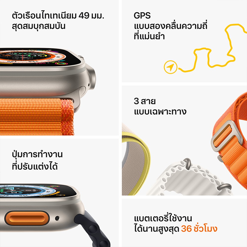Apple Watch Ultra GPS + Cellular 49mm Titanium Case with Yellow/Beige ...
