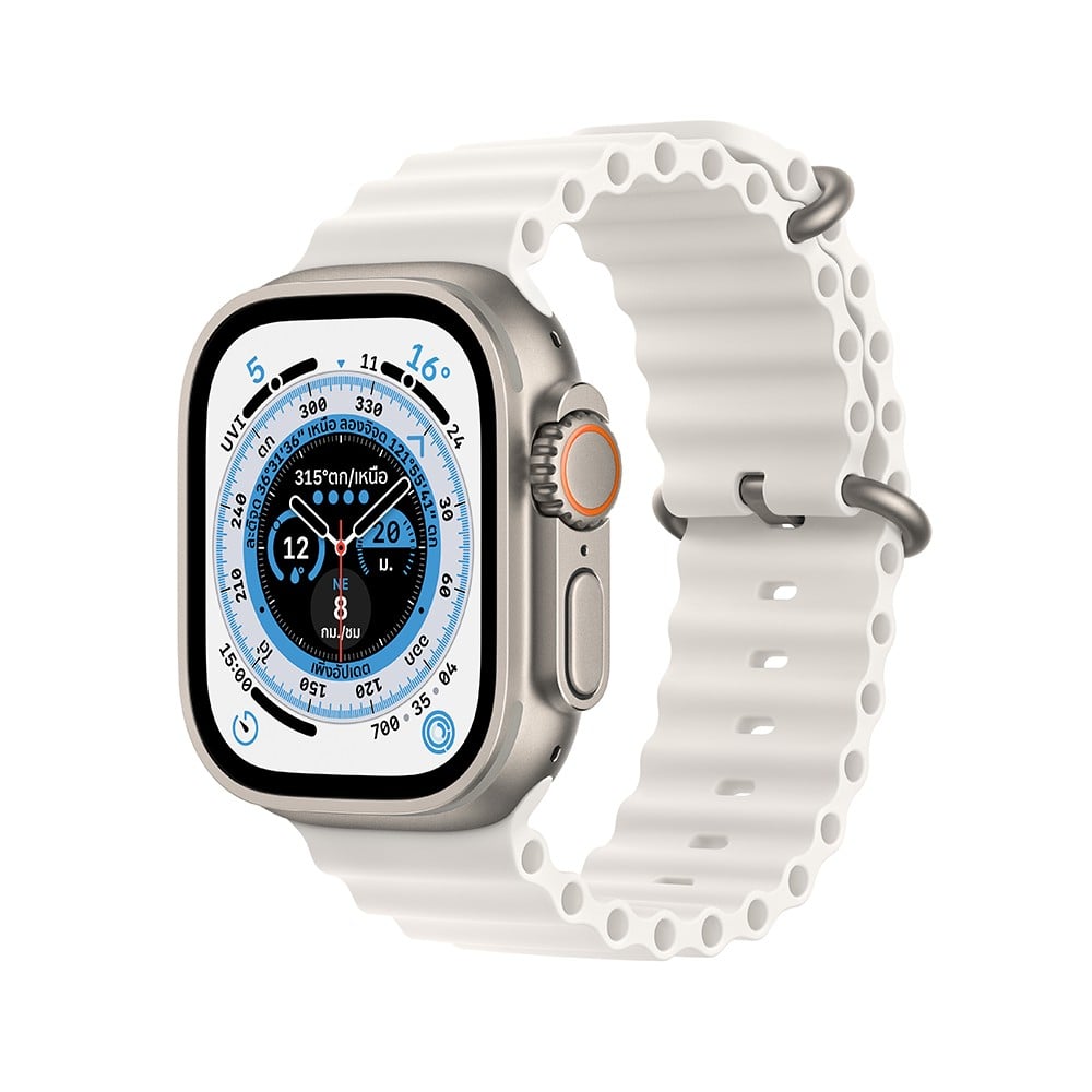 Apple Watch Ultra GPS + Cellular 49mm Titanium Case with White Ocean Band Apple Watch Ultra GPS + Cellular 49mm Titanium Case with White Ocean Band
