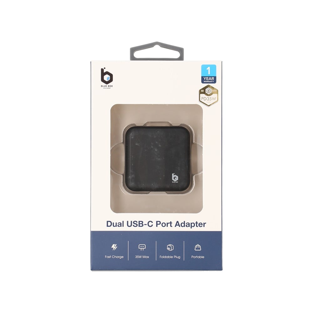 อะแดปเตอร์ Blue Box 35W Dual USB-C Port Fast Charge Adapter - Matte Black