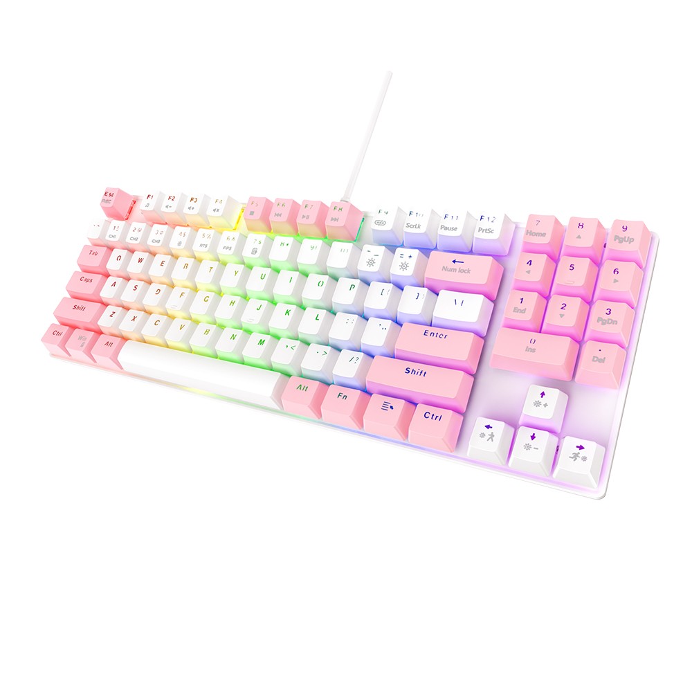 คีย์บอร์ดเกมมิ่ง Onikuma Gaming Keyboard Haru Mini RGB White/Pink