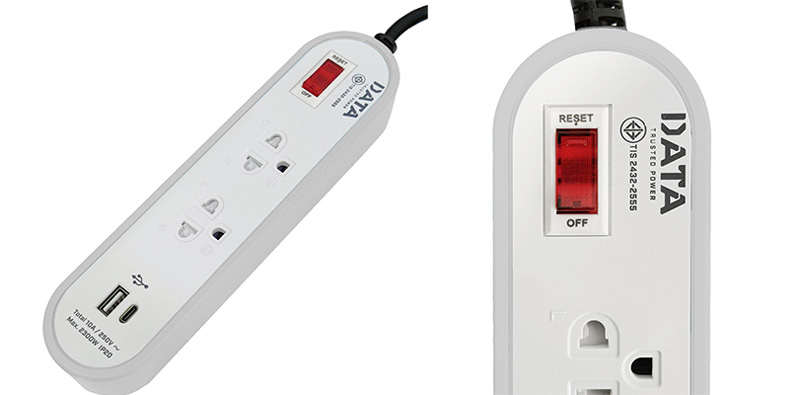 ดาต้า ปลั๊กไฟ Plug 2 Way 1 Switch 2 USB 3M. รุ่น APUC3146 | Makro PRO