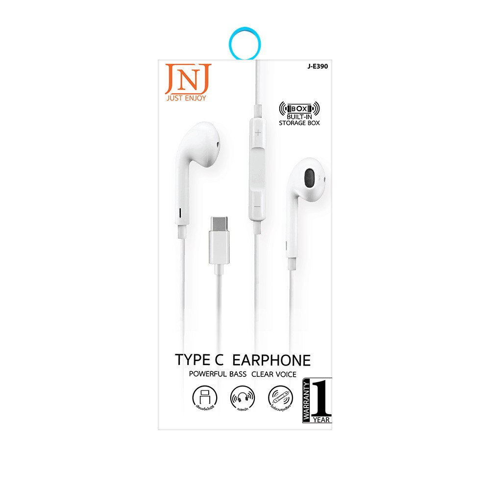 JNJ Wired Earbud Headphone Type-C J-E390 White