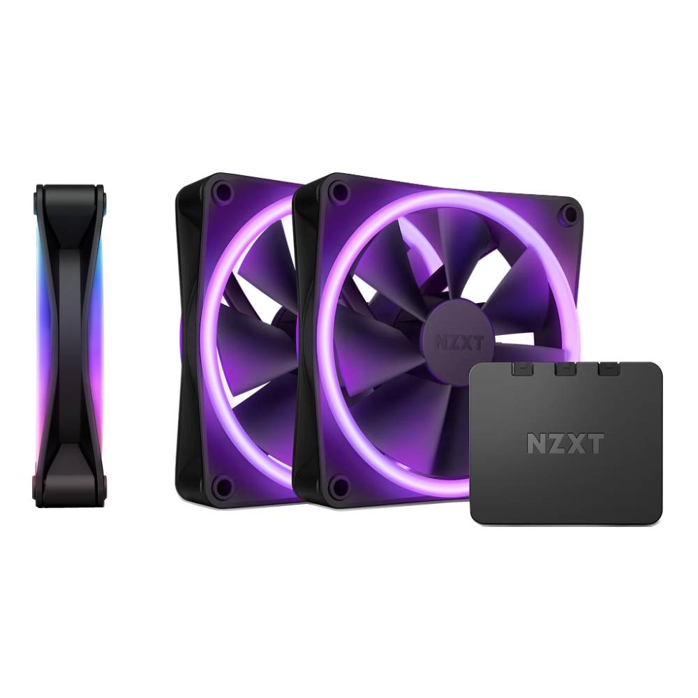 พัดลมคอม NZXT FAN F120 120mm (3x120mm) RGB DUO Black : RF-D12TF-B1