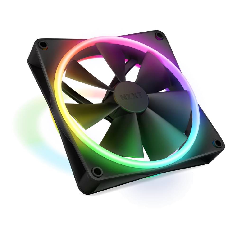 พัดลมคอม NZXT FAN F140 140mm (1x140mm) RGB DUO Black : RF-D14SF-B1