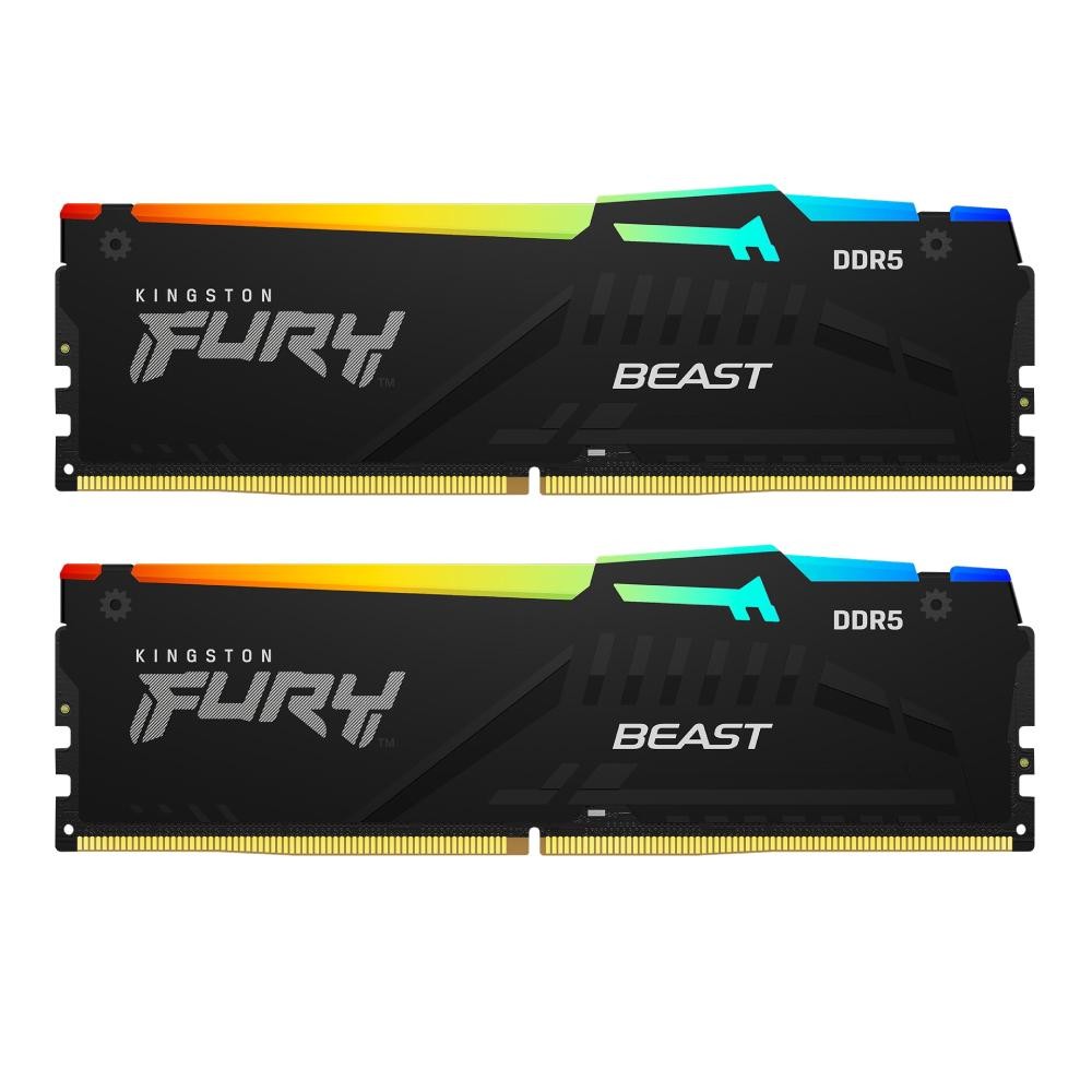 แรมพีซี Kingston Ram PC DDR5 16GB/5200MHz.CL40 (8GBx2) FURY Beast RGB (Black)