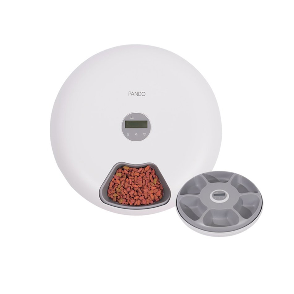 เครื่องให้อาหารสัตว์เลี้ยงแบบหมุน 6 ช่อง Pando Pet Spin Feeder 6-Meal White