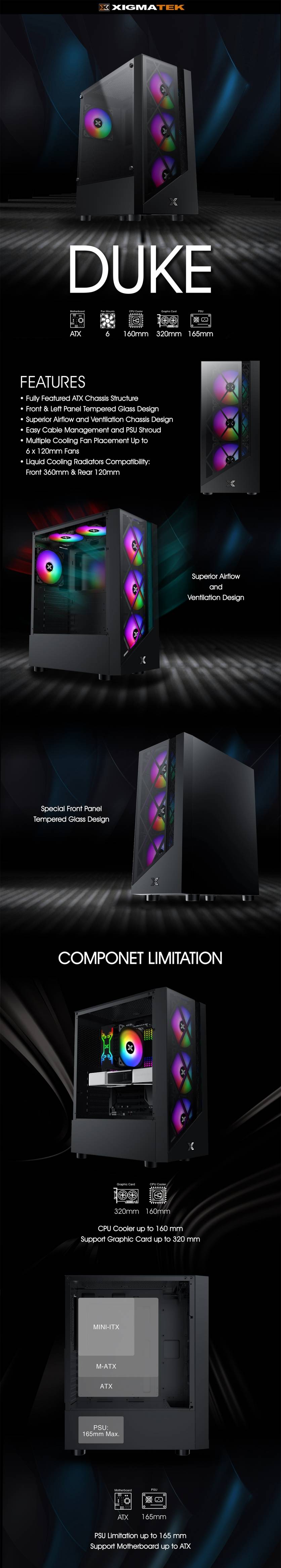 เคสคอมพิวเตอร์ Xigmatek Computer Case Duke Black