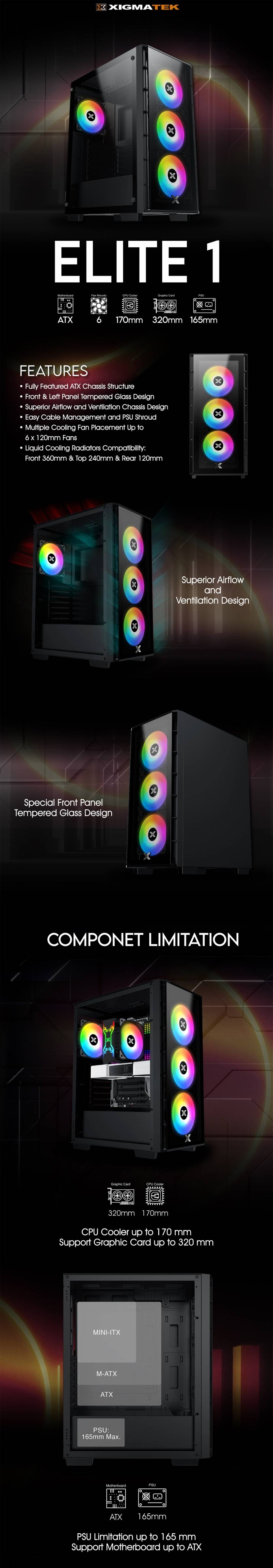 เคสคอมพิวเตอร์ Xigmatek Computer Case Elite 1 Black