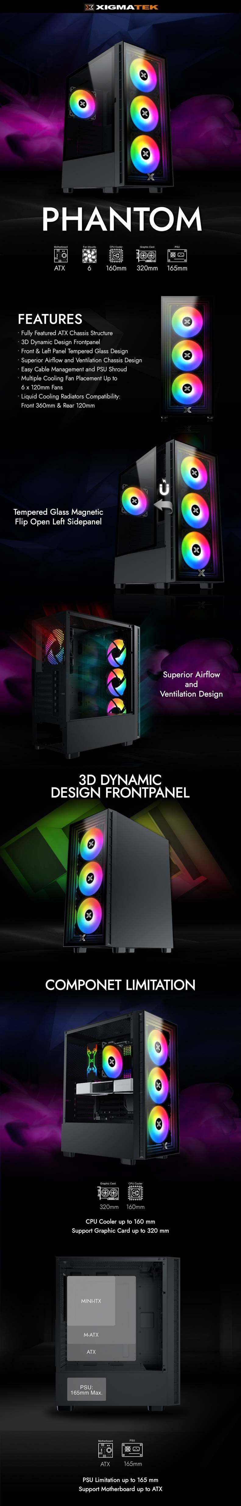 เคสคอมพิวเตอร์ Xigmatek Computer Case Phantom Black
