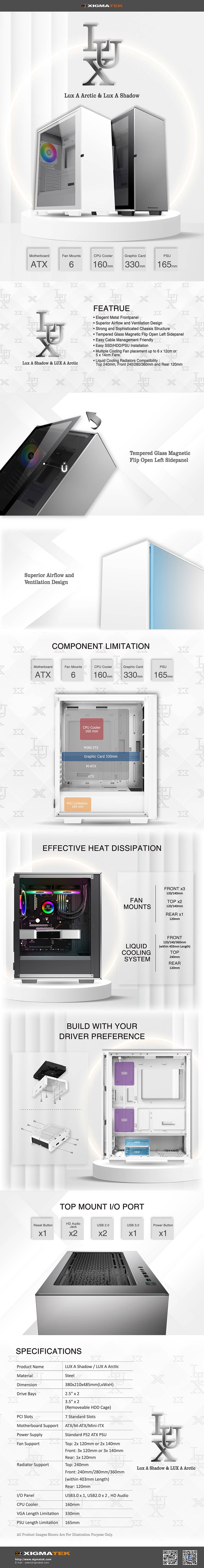 เคสคอมพิวเตอร์ Xigmatek Computer Case Lux A Shadow Silver