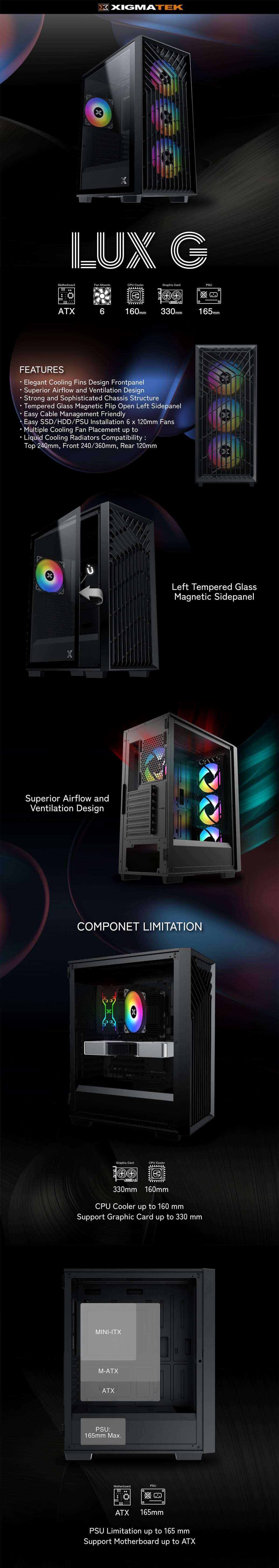 เคสคอมพิวเตอร์ Xigmatek Computer Case Lux G Black