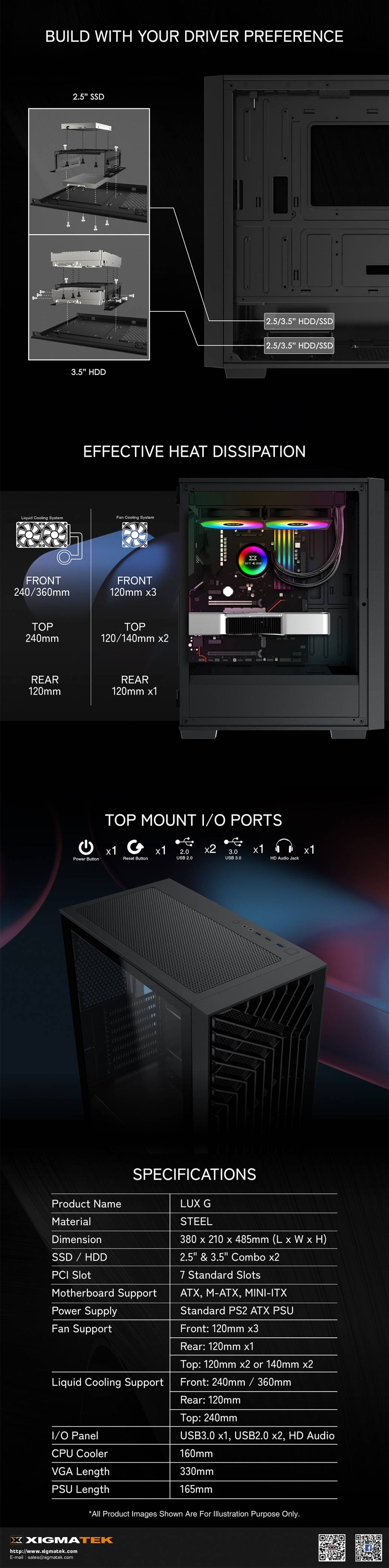 เคสคอมพิวเตอร์ Xigmatek Computer Case Lux G Black