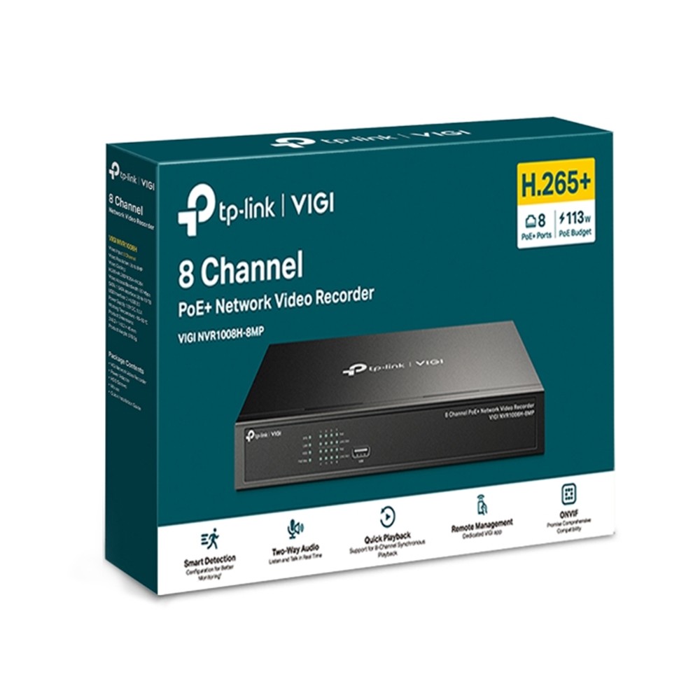 เครื่องบันทึกวิดีโอเครือข่าย TP-Link VIGI NVR1008H-8MP 8 Channel POE ...