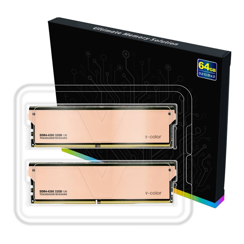 แรมพีซี v-color Ram PC DDR4 64GB/4266MHz.CL19 (32GBx2) Skywalker Plus ...