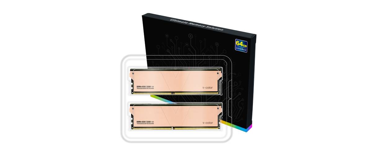แรมพีซี v-color Ram PC DDR4 64GB/4266MHz.CL19 (32GBx2) Skywalker Plus ...