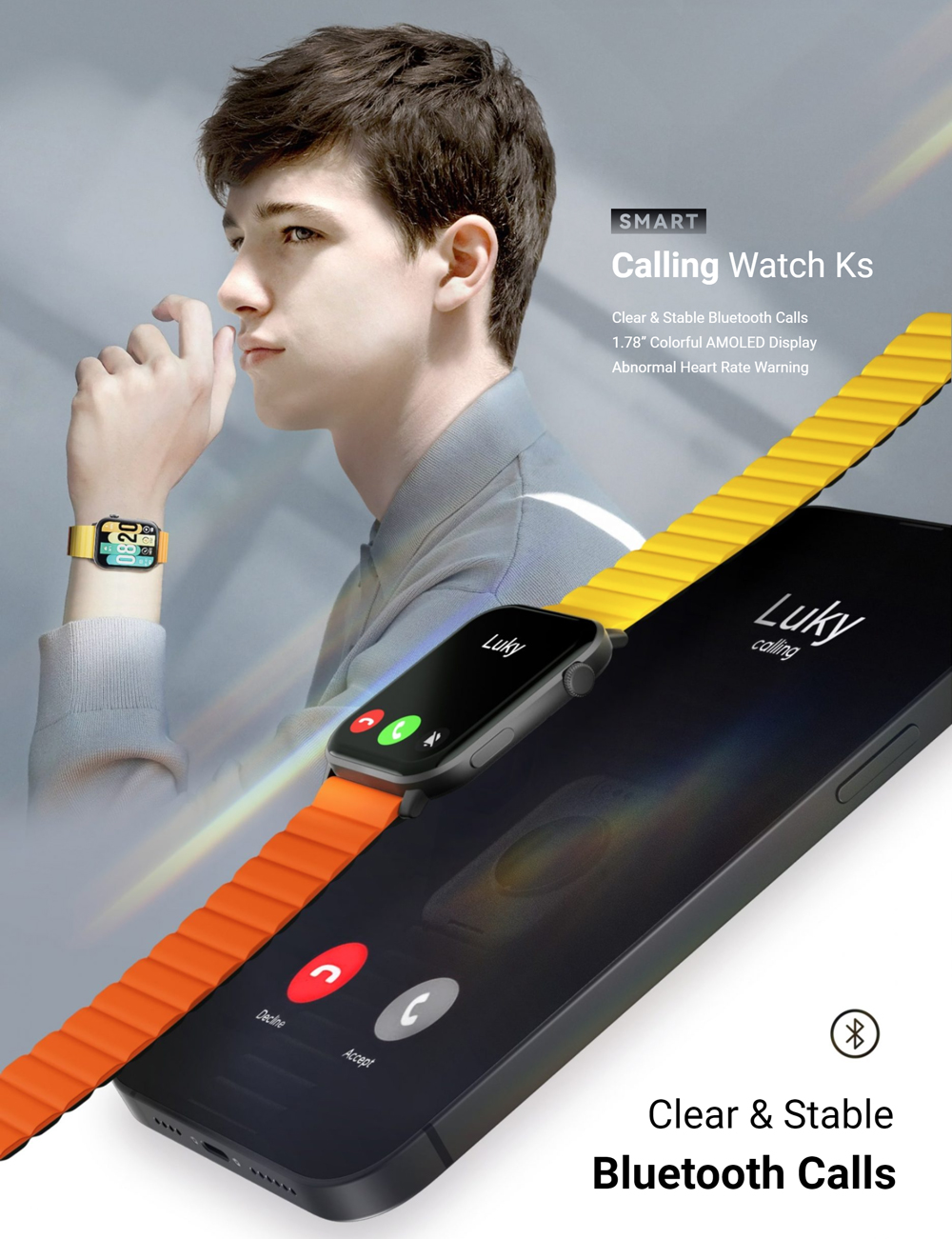 สมาร์ทวอทช์ Kieslect Smart Calling Watch KS Black