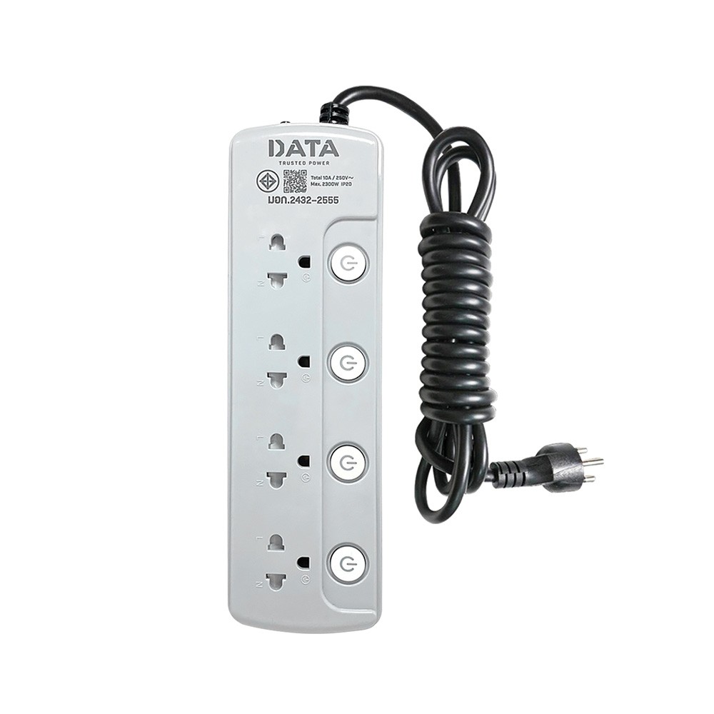 รางปลั๊กไฟ DATA TIS Plug 4 Way 4 Switch 5M. (LV4695) Grey ซื้อ 1 ได้ถึง ...