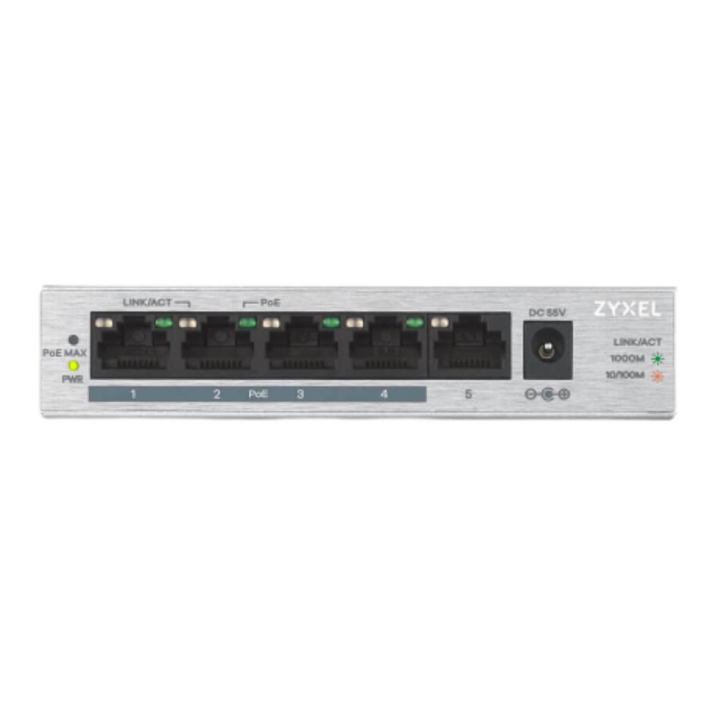 สวิตช์ฮับ Zyxel Network GS1005HP 5-Port GbE Unmanaged PoE Switch