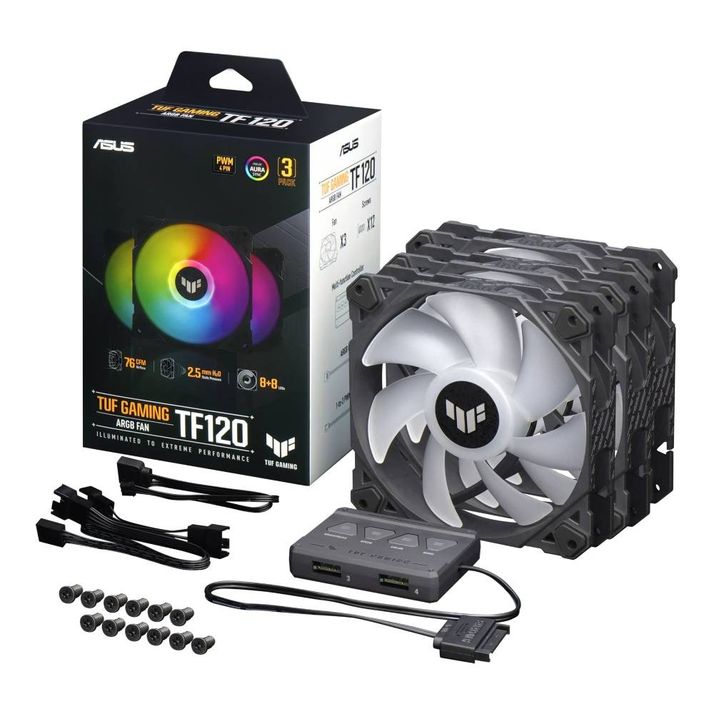 พัดลมคอม Asus Fan TUF Gaming TF120 ARGB (Triple Fan) Black