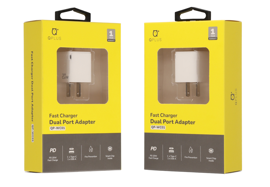 หัวชาร์จ QPLUS Wall USB Charger 1 USB-A (QC3.0A) / 1 USB-C (PD20W) QP ...