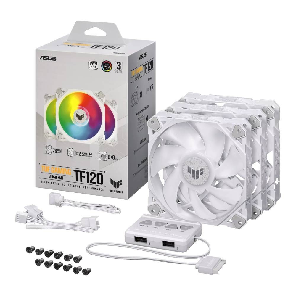 พัดลมคอม Asus Fan TUF Gaming TF120 ARGB (Triple Fan) - White Edition